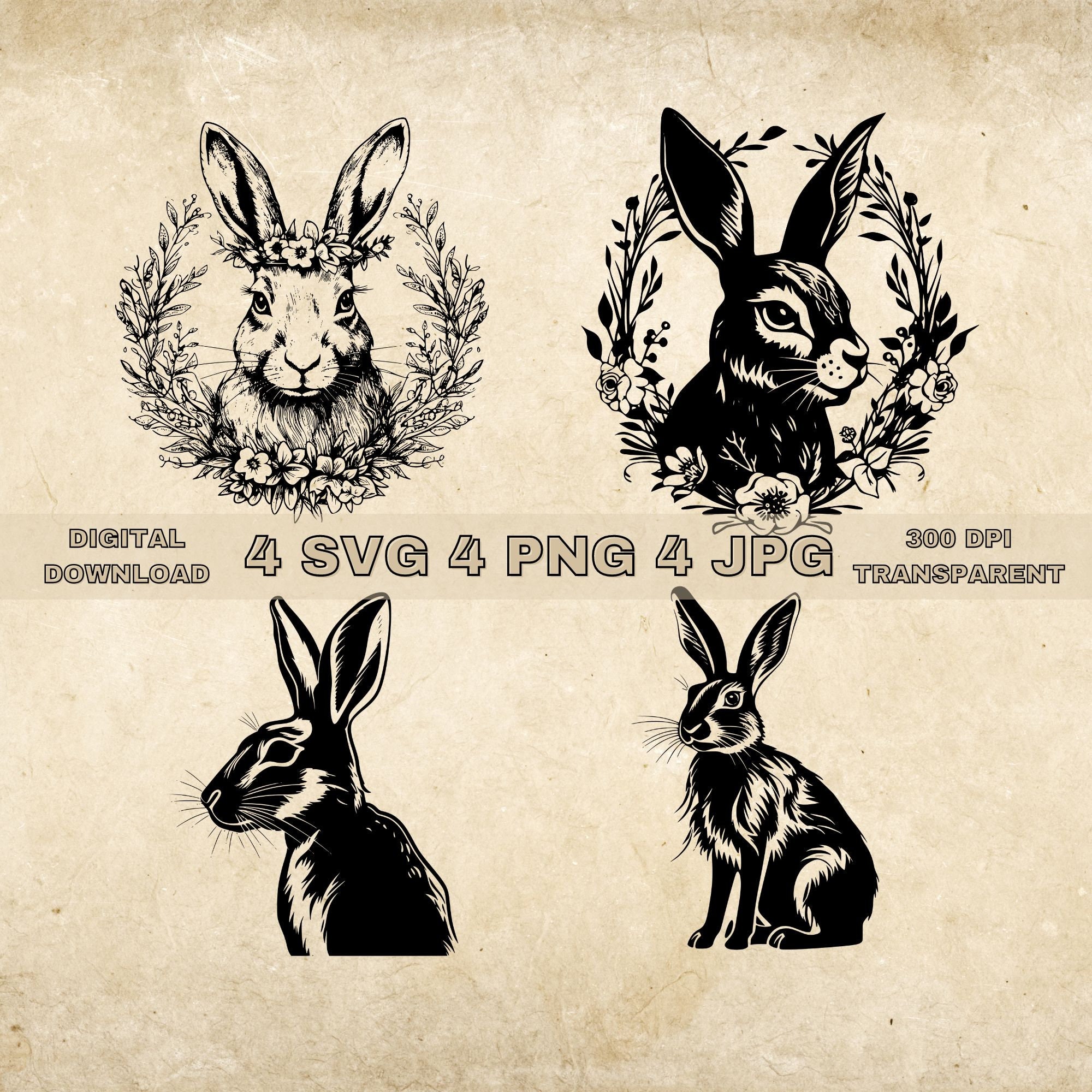 Hare SVG Bundle PNG Hare Clipart Hand Drawn Hare Vector - Etsy