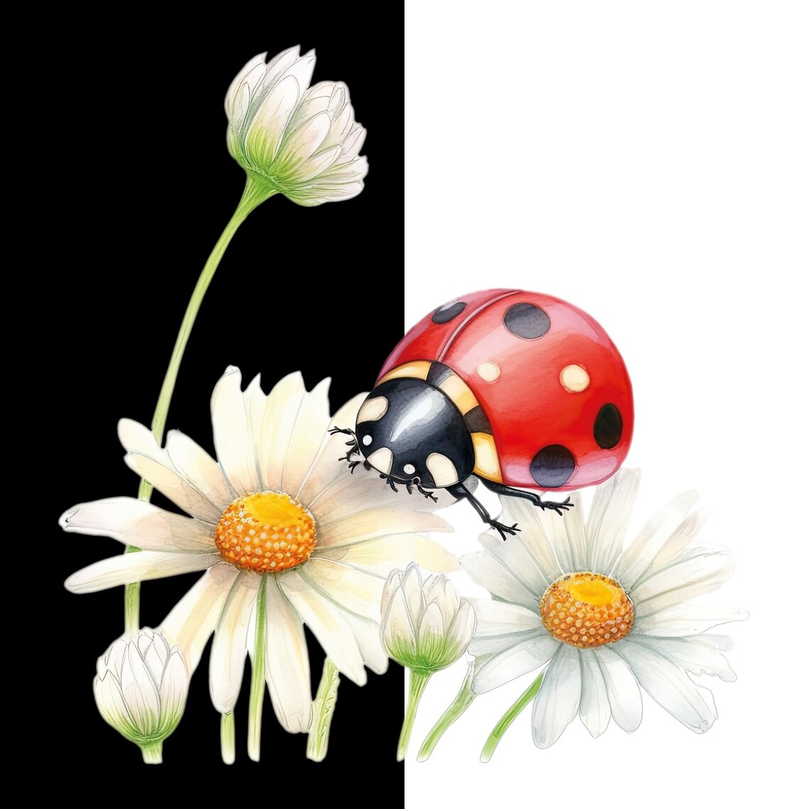 Ladybug Clipart, Ladybug PNG, Cute Bugs and Flowers Clip Art, Nursery ...