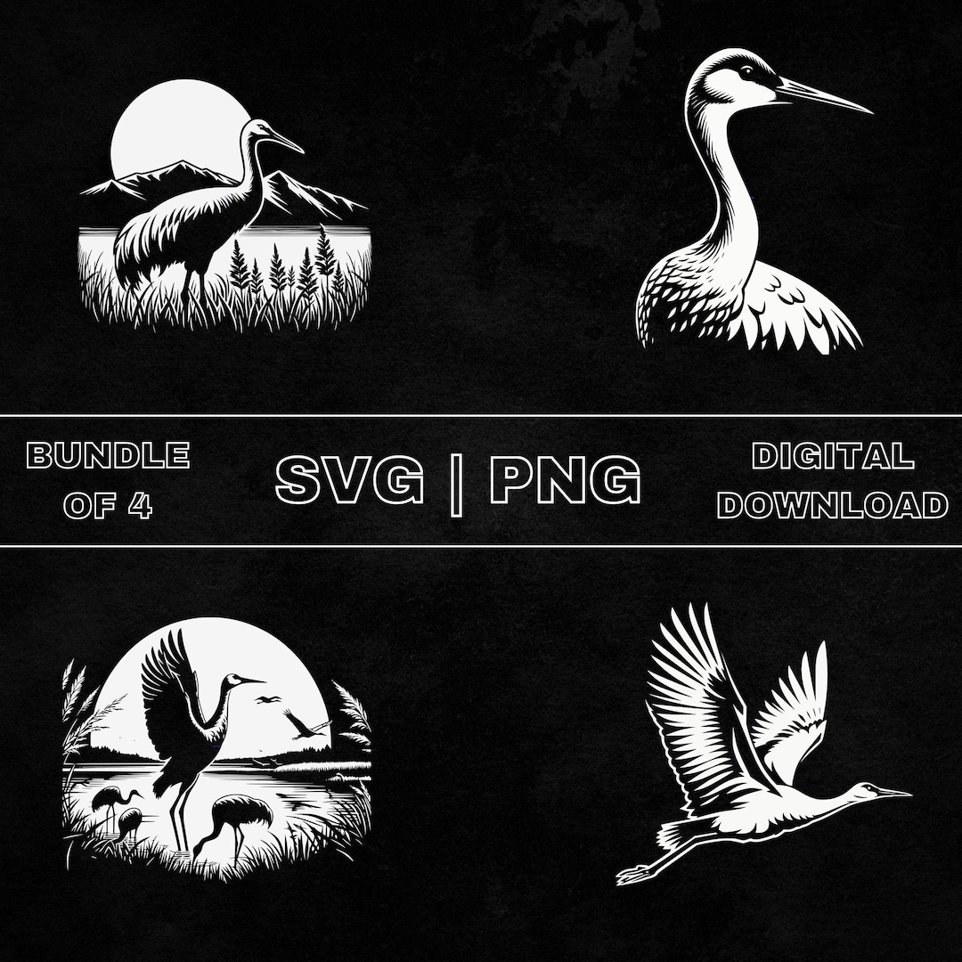 Crane SVG Bundle, Crane Clipart, Hand Drawn Sandhill Crane Bird Theme ...