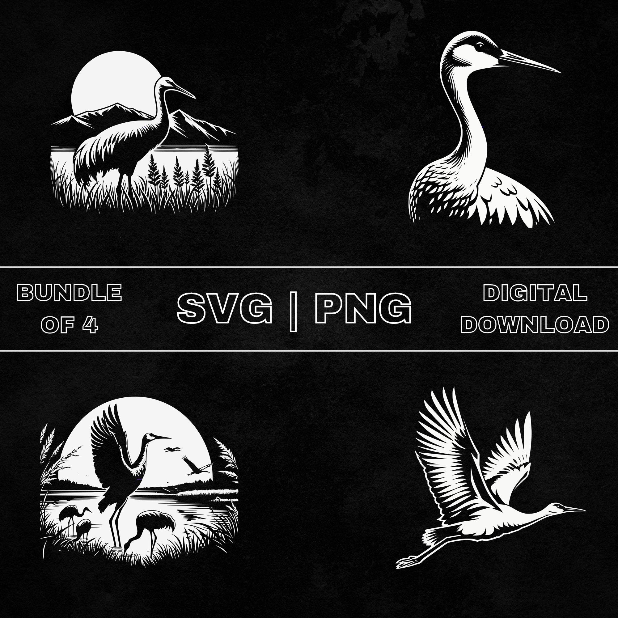 Crane SVG Bundle, Crane Clipart, Hand Drawn Sandhill Crane Bird Theme ...