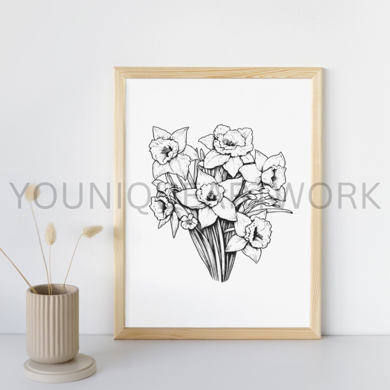 Daffodil SVG Bundle, PNG, Flowers Clipart, Hand Drawn Daffodils Vector ...