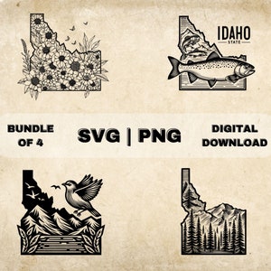 Idaho SVG Bundle, Idaho State Clipart, Idaho Flower Syringa, Mountain ...