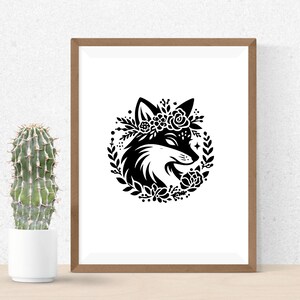 Floral Fox SVG Bundle, Foxes Flower Clipart, Hand Drawn Floral Animal ...