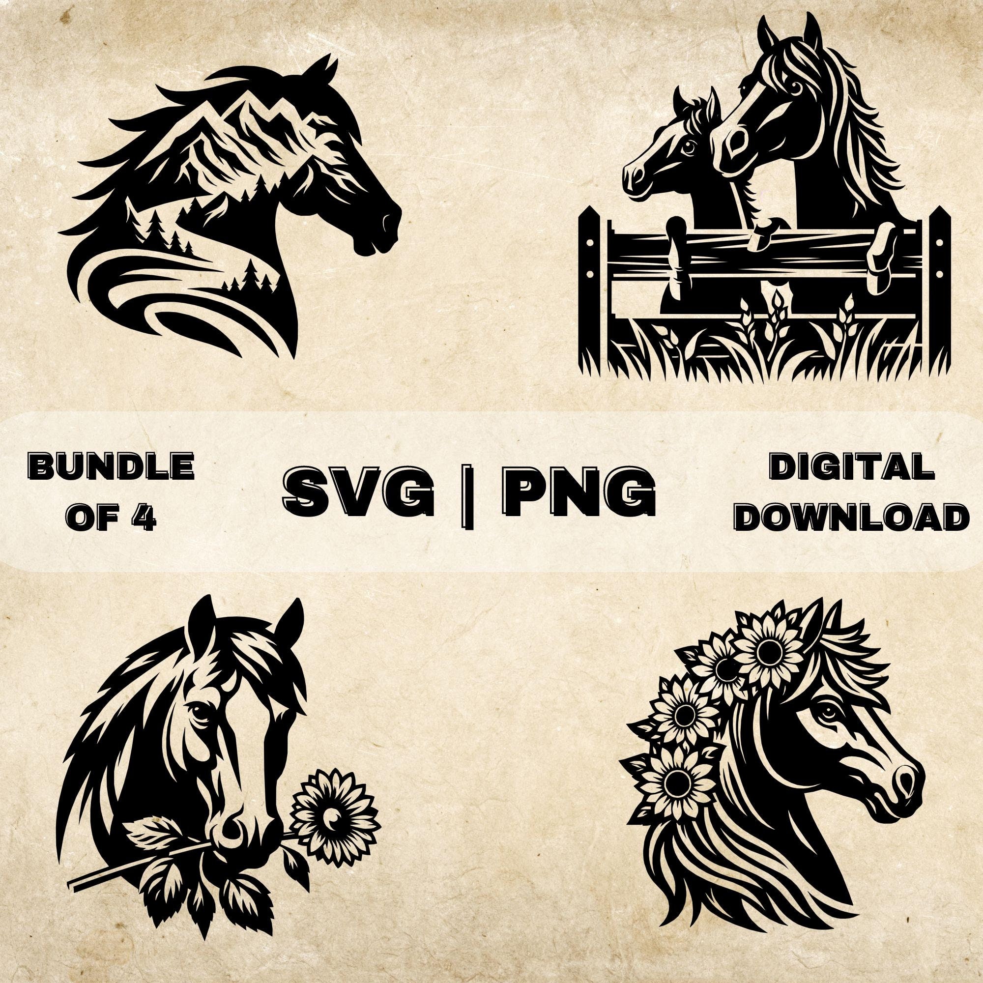 Horse SVG Bundle, Horse Lover Clipart, Hand Drawn Horses Theme Vector ...