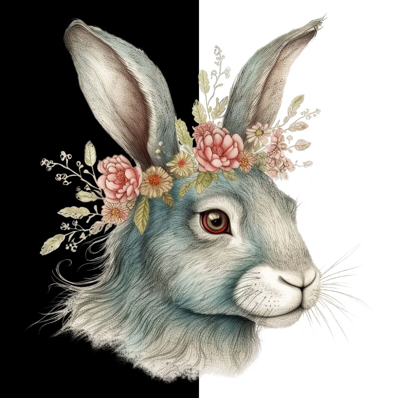 Floral Hare Clipart Hare PNG Files for Sublimation Hare Clip - Etsy