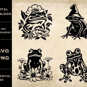 Cute Frog SVG Bundle, PNG, Frog Clipart, Hand Drawn Frogs Vector ...
