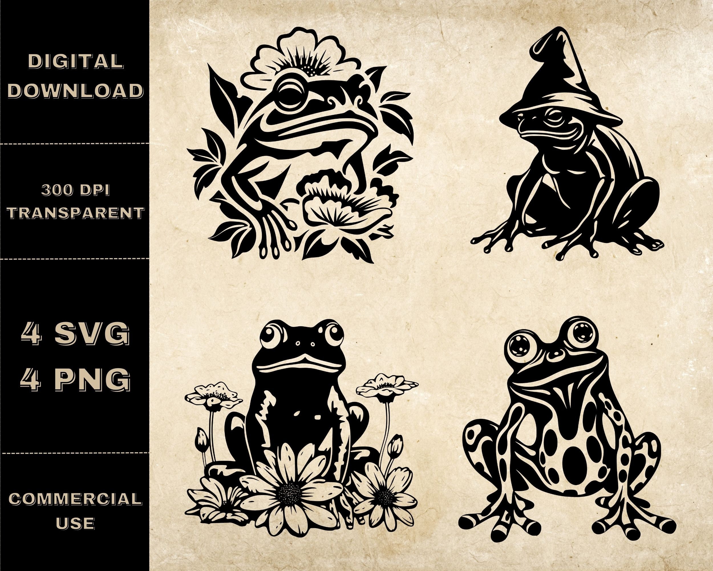 Cute Frog SVG Bundle, PNG, Frog Clipart, Hand Drawn Frogs Vector ...