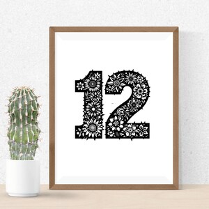 Number 12 SVG Bundle, 12th Birthday Clipart, Hand Drawn Twelve Themed ...