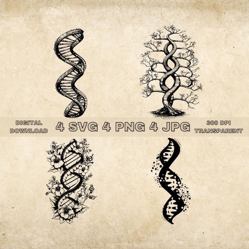 Dna SVG Bundle PNG Floral Dna Clipart Hand Drawn Flower Dna - Etsy
