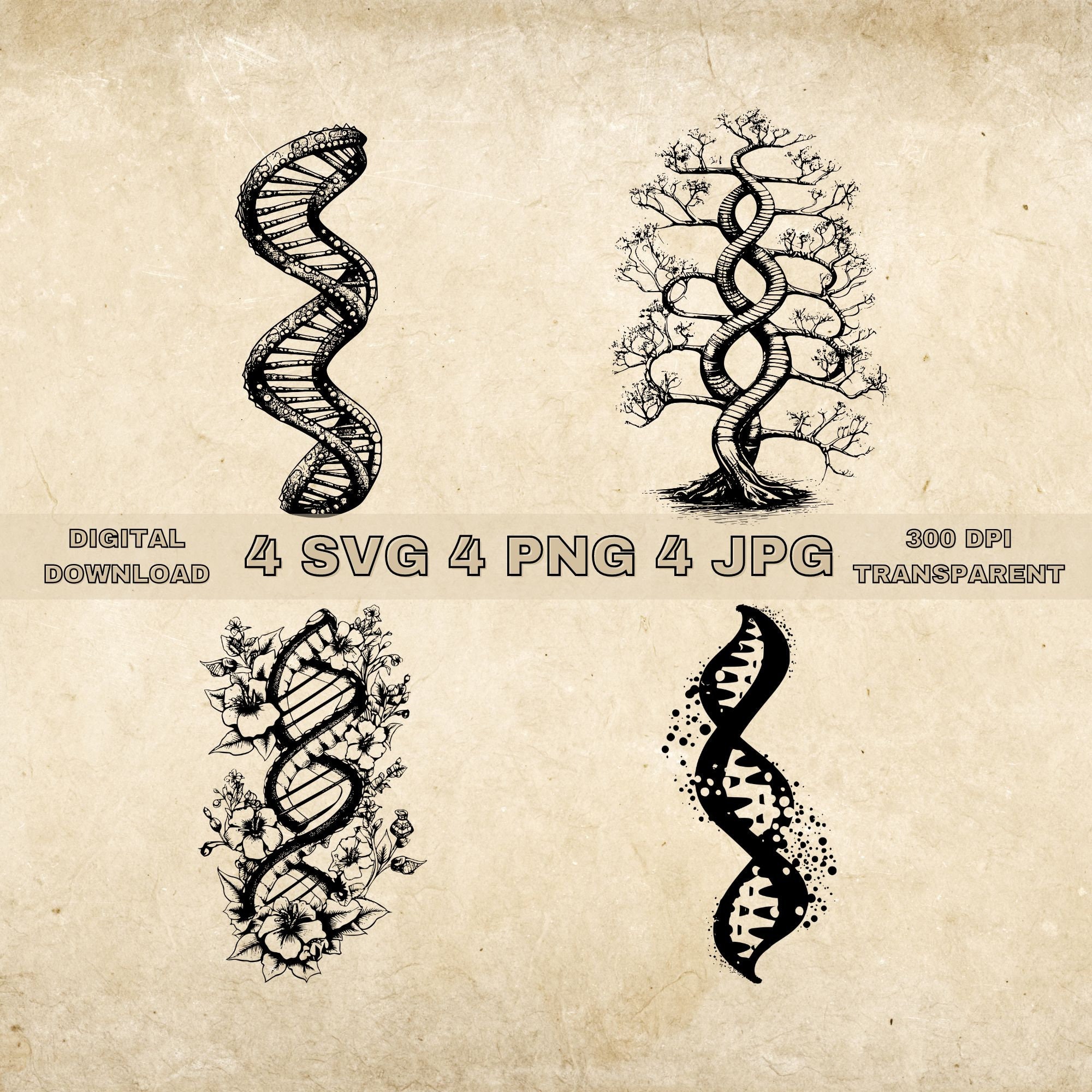 Dna SVG Bundle PNG Floral Dna Clipart Hand Drawn Flower Dna - Etsy