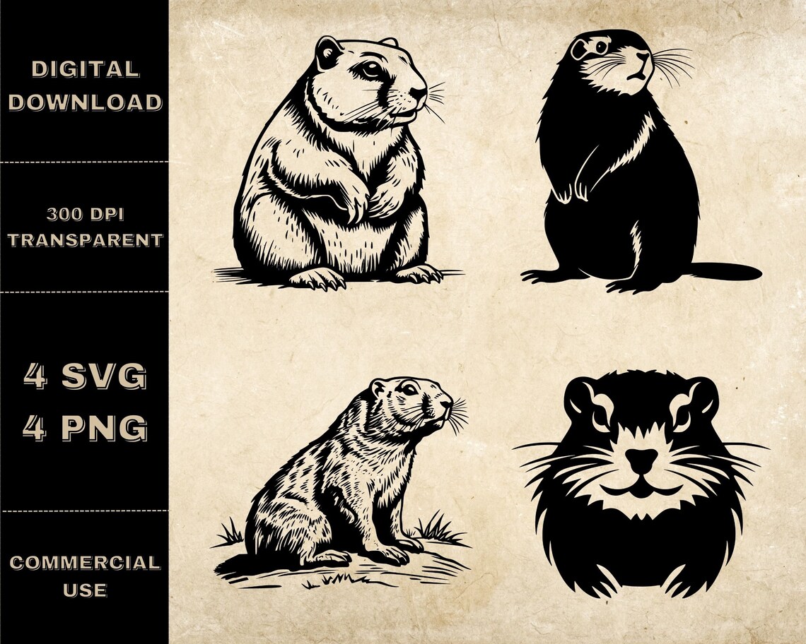 Gopher SVG Bundle, PNG, Gopher Clipart, Hand Drawn Gopher Vector ...