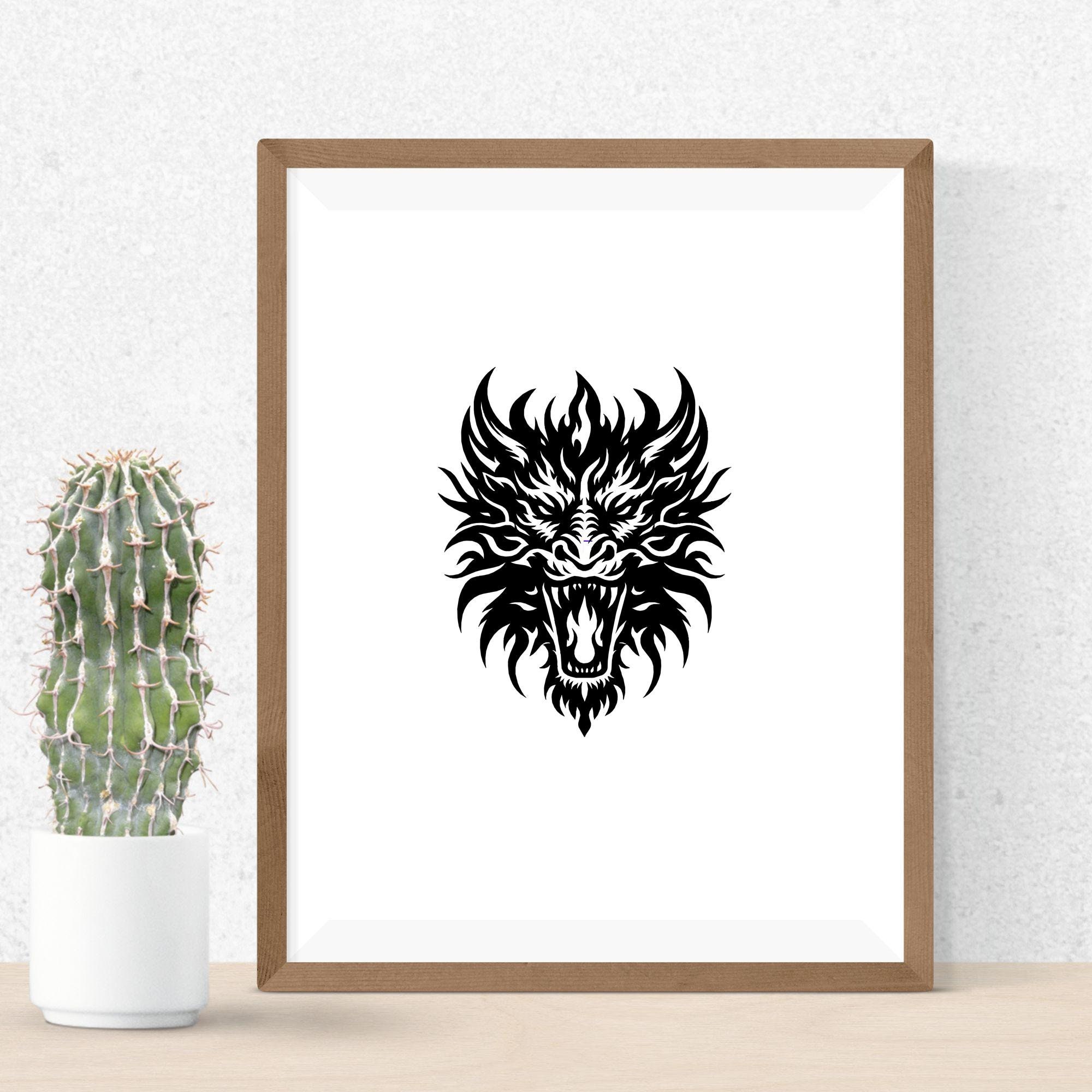 Dragon Head SVG Bundle, Dragon Face Clipart, Hand Drawn Magical Dragon ...