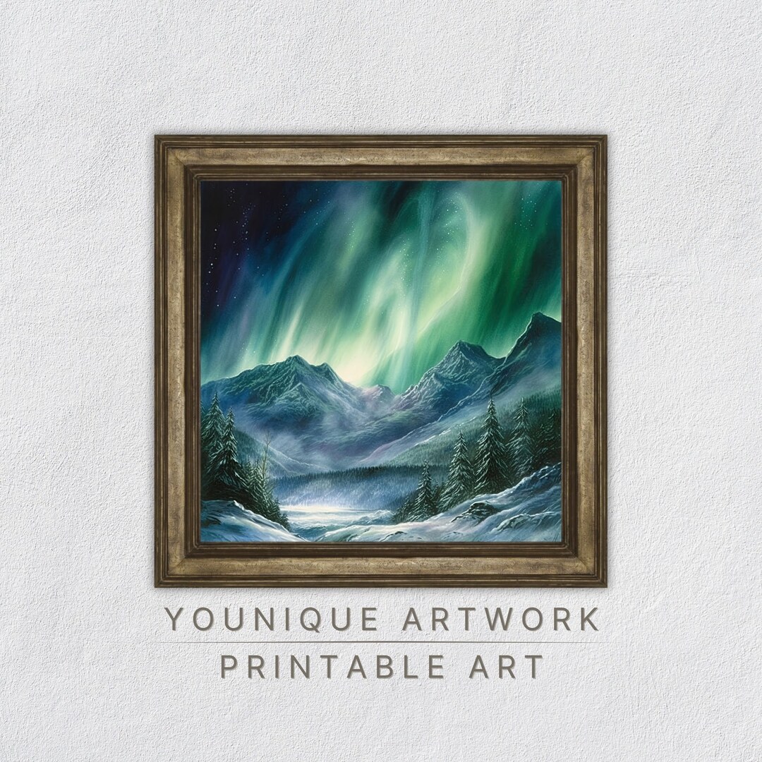 Aurora Borealis Print, Northern Lights Printable Art, Surrealist Decor ...