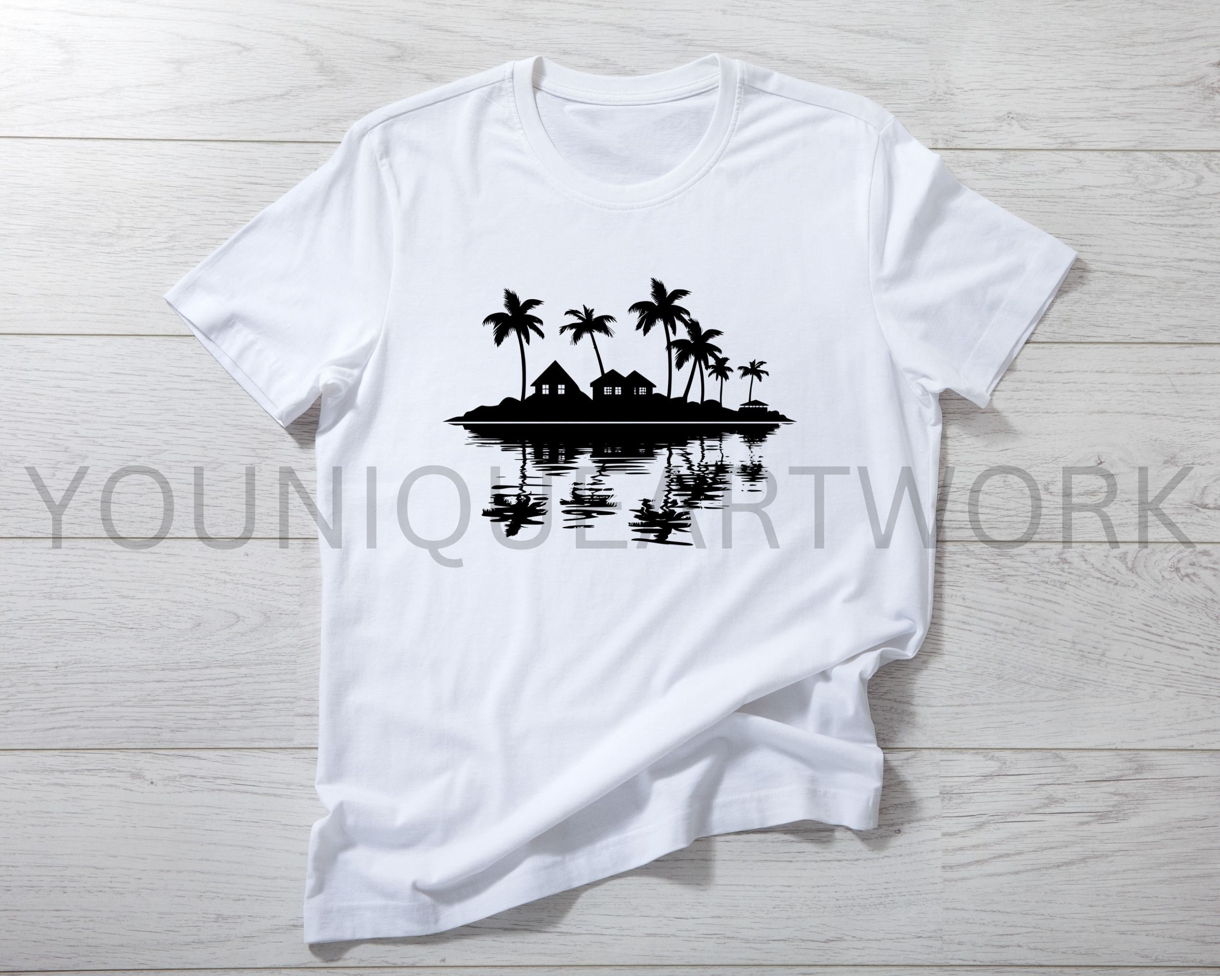 Beach Scene SVG Bundle PNG Tropical Island Clipart Hand - Etsy