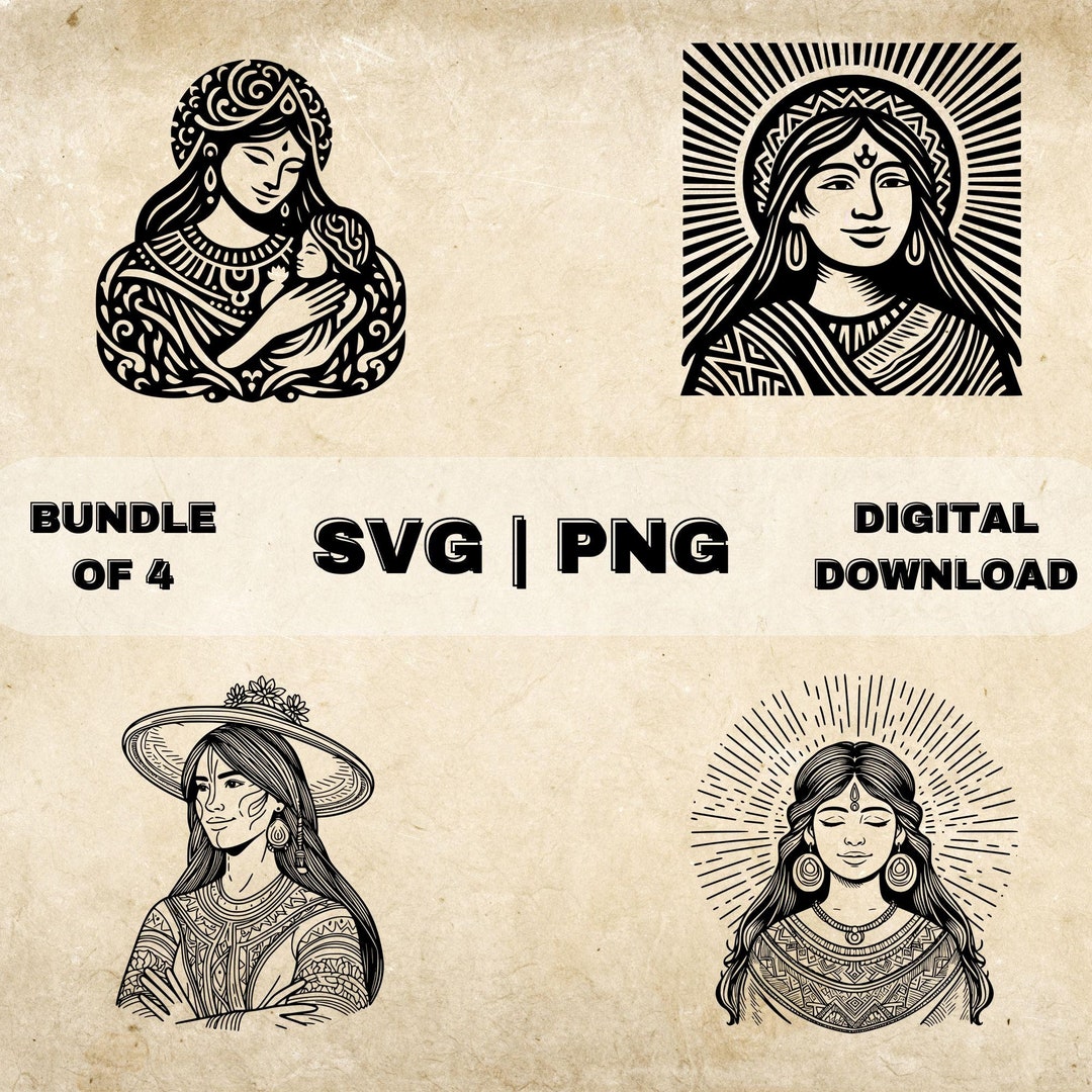 Pachamama SVG Bundle, Andean Goddess Clipart, Hand Drawn Inca Theme ...