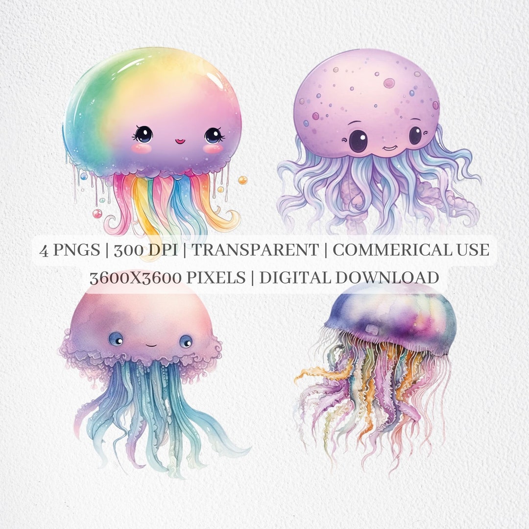 Jellyfish Clipart, Jellyfish PNG Files for Sublimation, Jelly Fish Clip ...