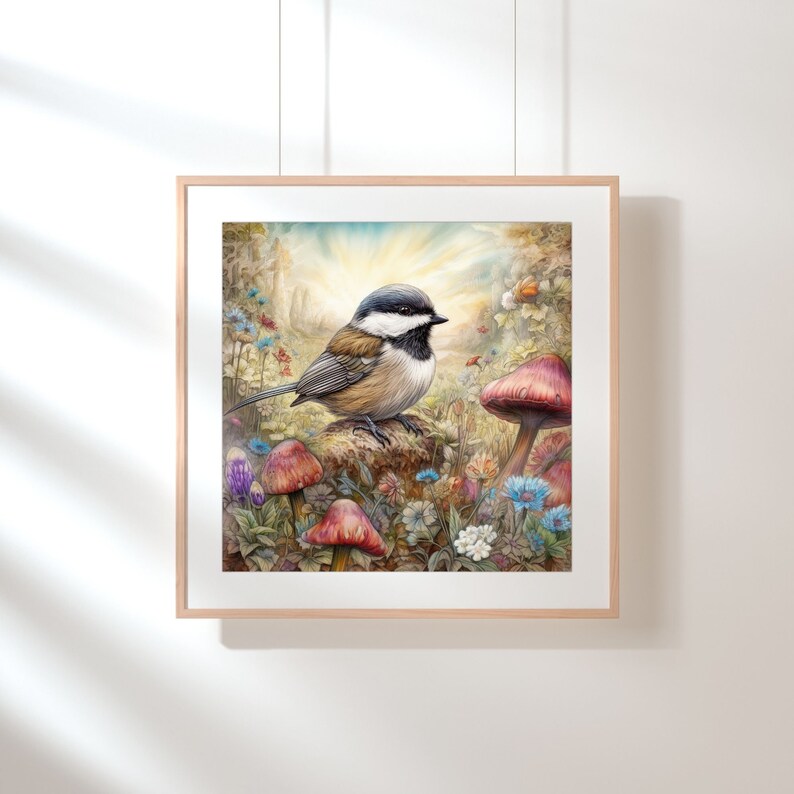 Chickadee Print Colorful Bird Printable Wall Art Birds and - Etsy