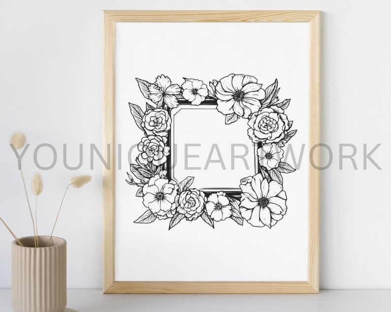 Floral Frame SVG Bundle, PNG, Flower Frame Clipart, Hand Drawn Flowers ...