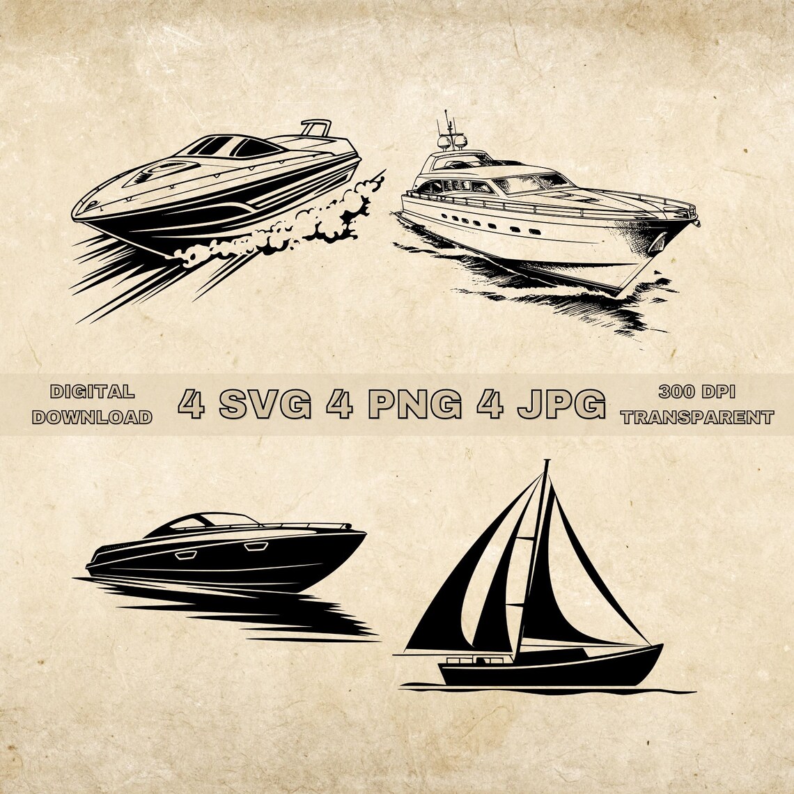 Boat SVG Bundle PNG Speed Boat and Yacht Clipart Hand Drawn - Etsy