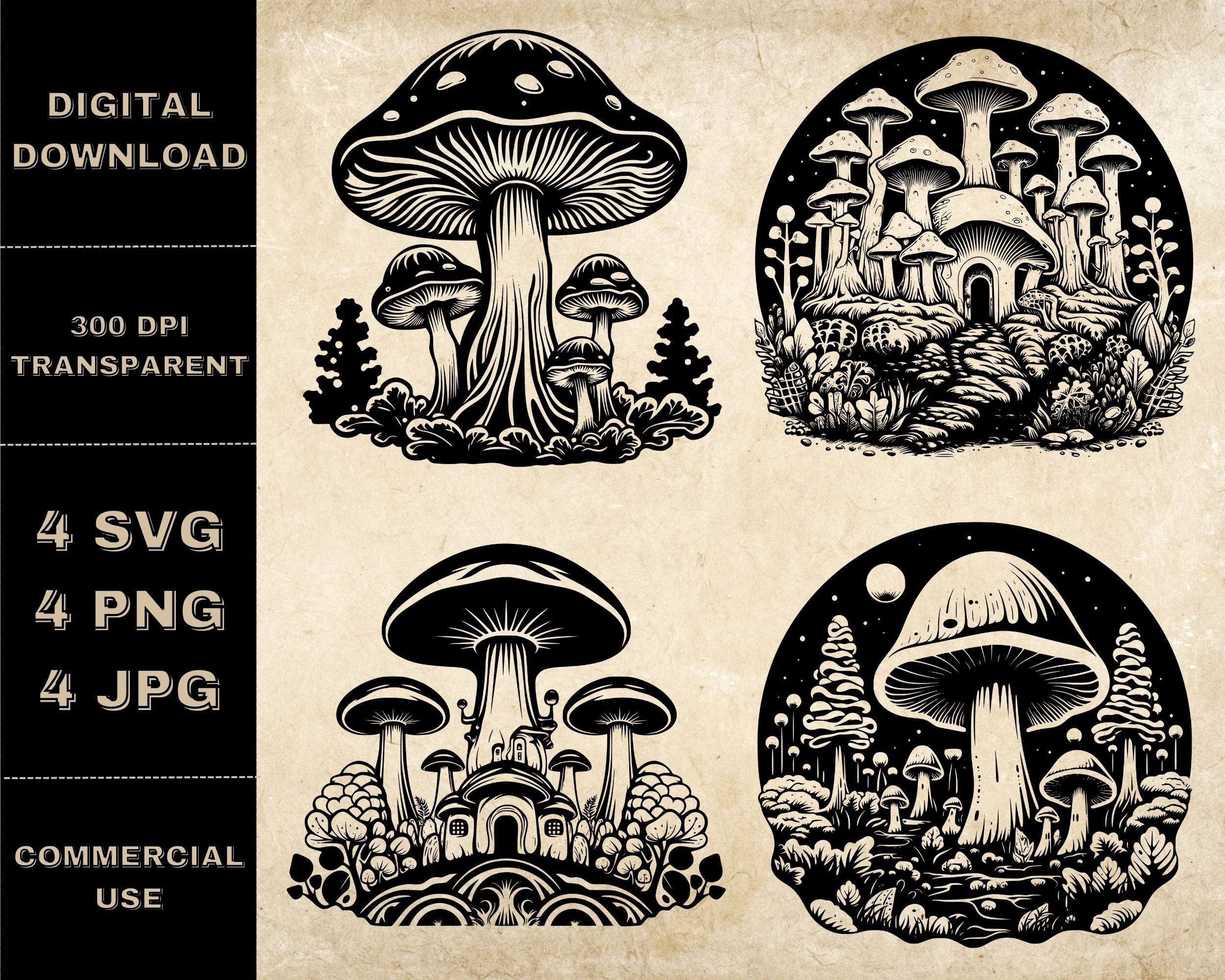 Celestial Mushroom SVG Bundle PNG Mushroom Clipart Hand - Etsy