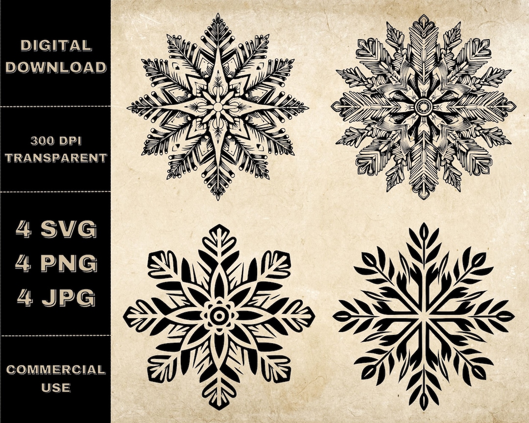 Snowflake SVG Bundle, PNG, Snowflake Clipart, Hand Drawn Snowflake ...