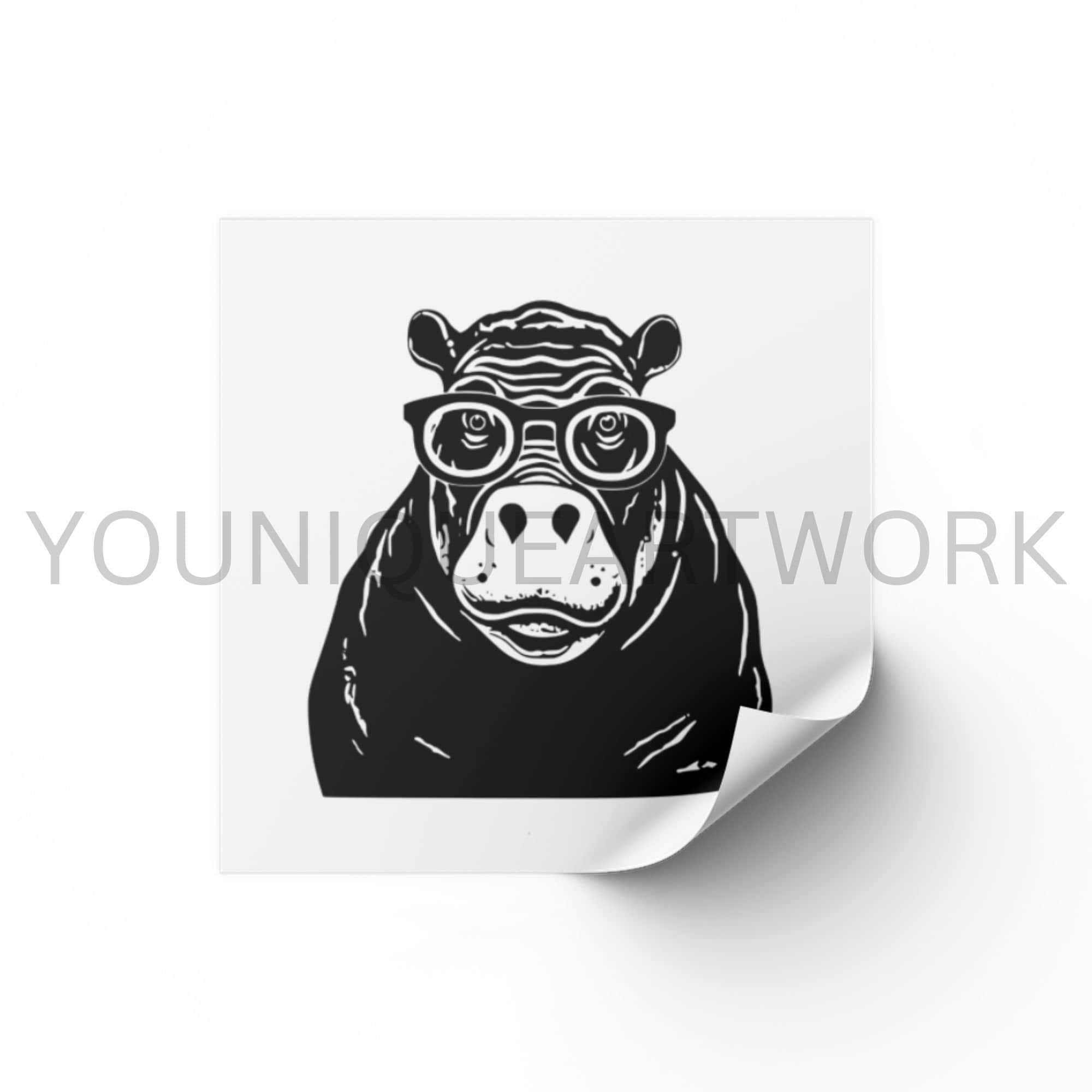 Hippo SVG Bundle, PNG, Hippopotamus Clipart, Hand Drawn Hippos Vector ...