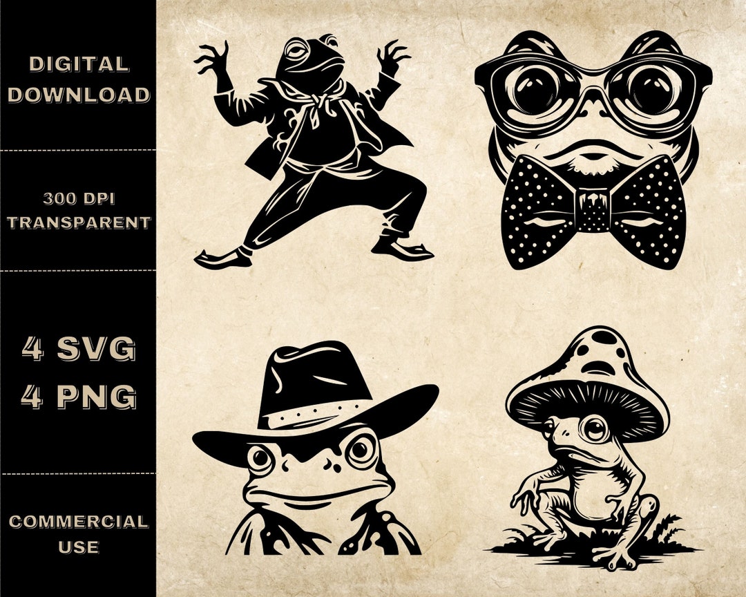 Funny Frog SVG Bundle, PNG, Cute Frog Clipart, Hand Drawn Frogs Vector ...