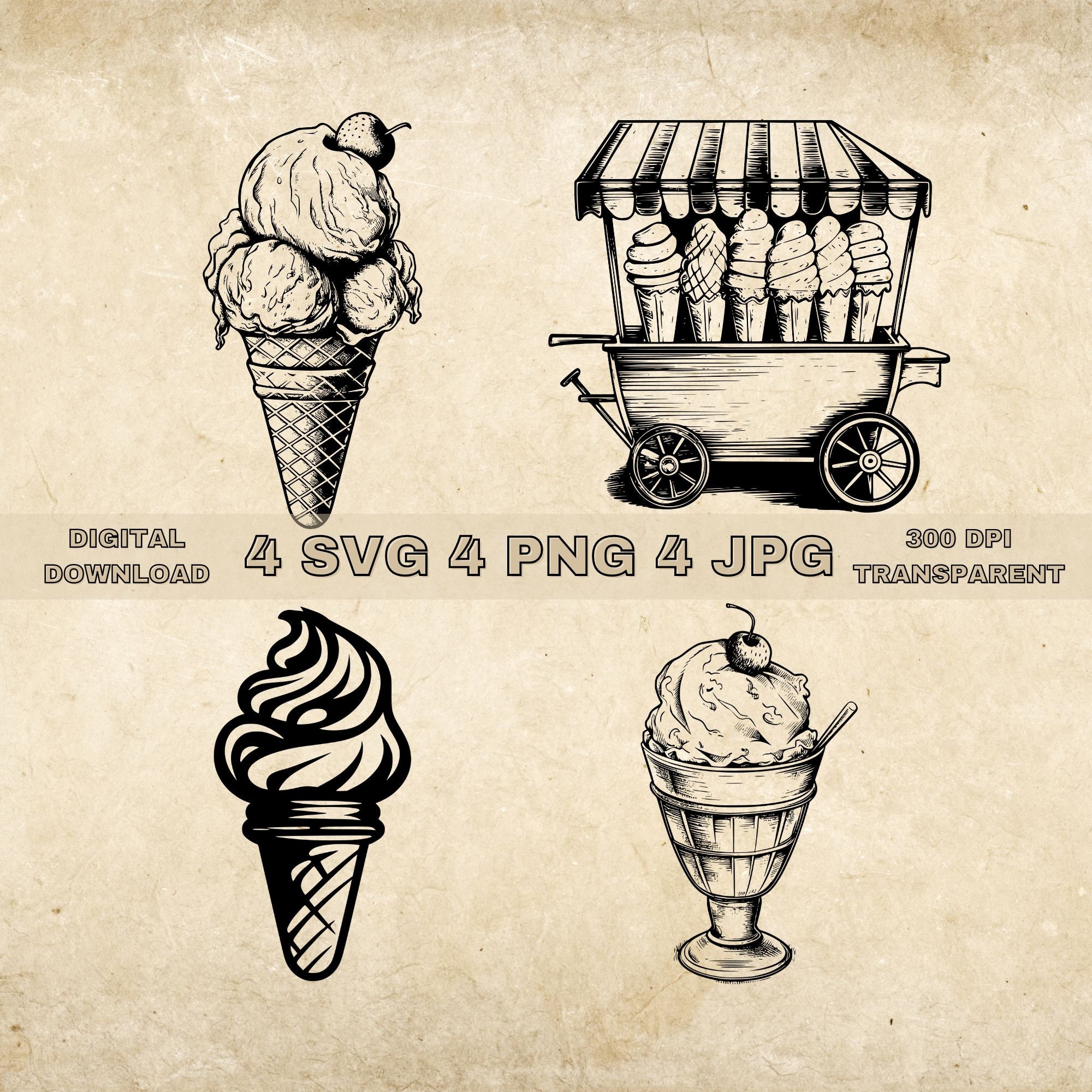 Paquete SVG de helado PNG imágenes prediseñadas de helado - Etsy México