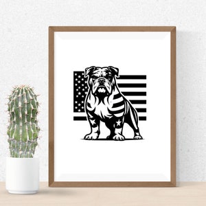 American Bulldog SVG Bundle, American Flag Dog Clipart, Hand Drawn Dog ...