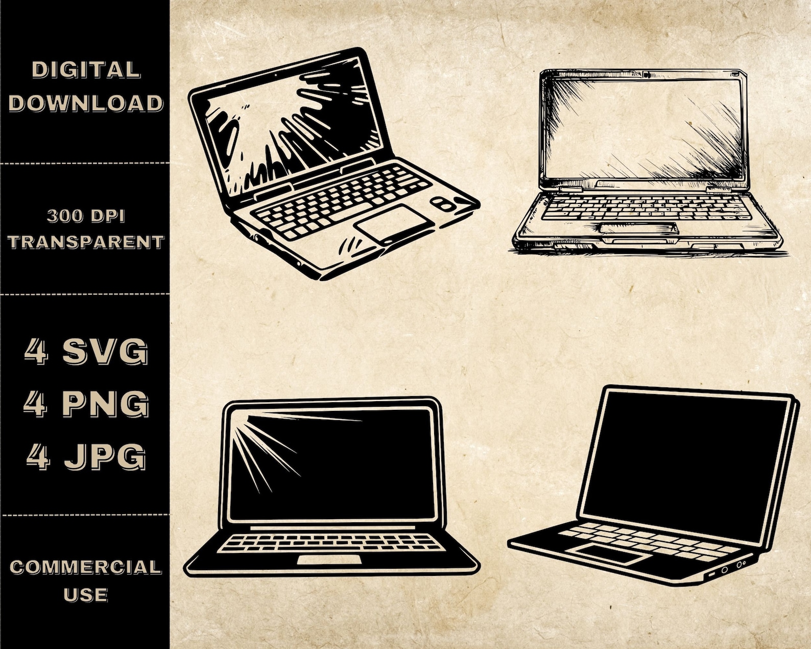 Laptop SVG Bundle PNG Laptop Clipart Hand Drawn Laptop - Etsy
