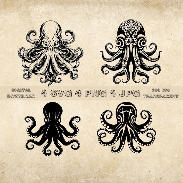 Octopus Svg - Etsy