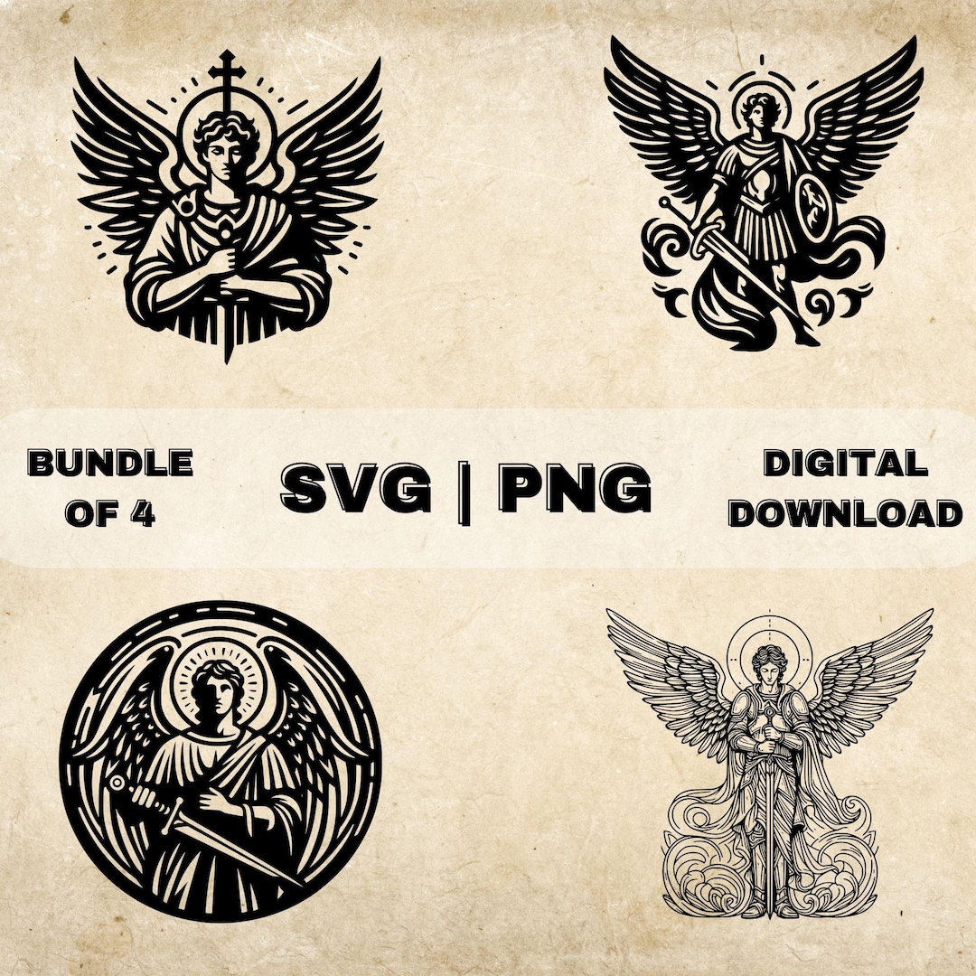 Saint Michael SVG Bundle, Archangel Michael Clipart, Hand Drawn St Michael Theme Vector ...
