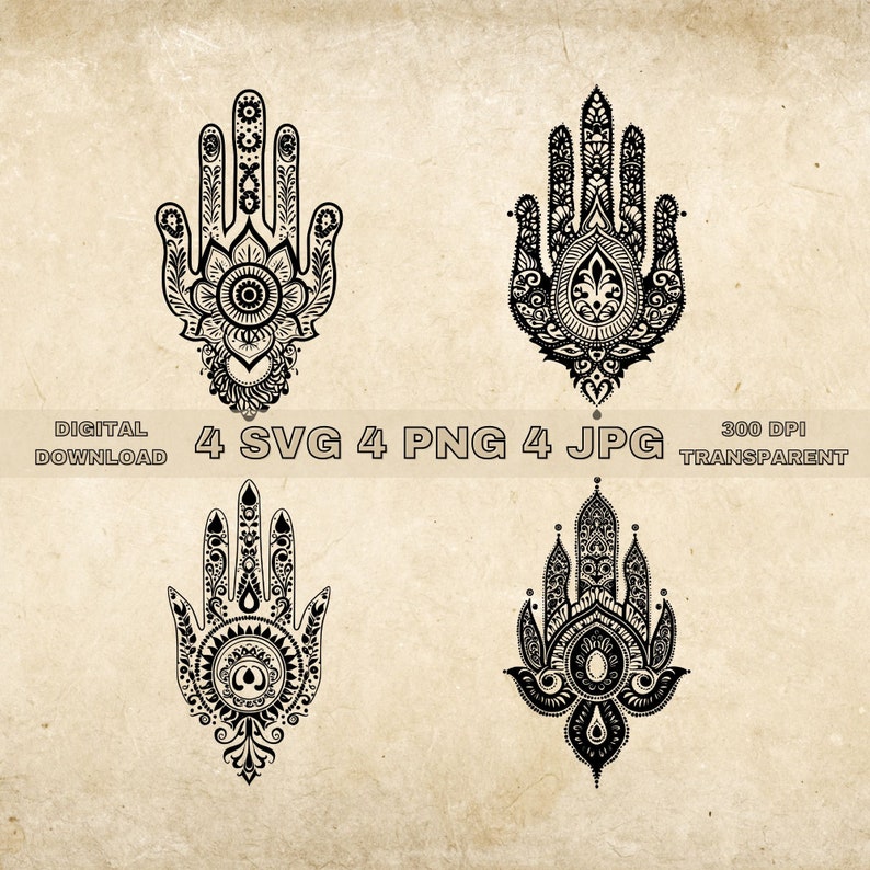 Hamsa SVG Bundle, PNG, Hamsa Hand Clipart, Hand Drawn Hamsa Hands ...