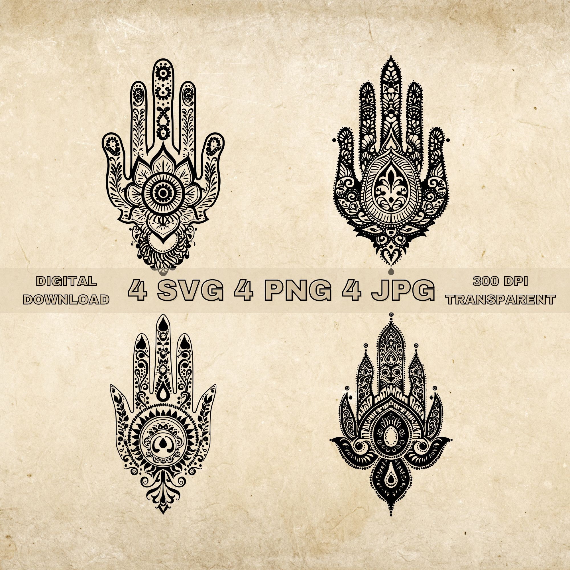 Hamsa SVG Bundle, PNG, Hamsa Hand Clipart, Hand Drawn Hamsa Hands ...