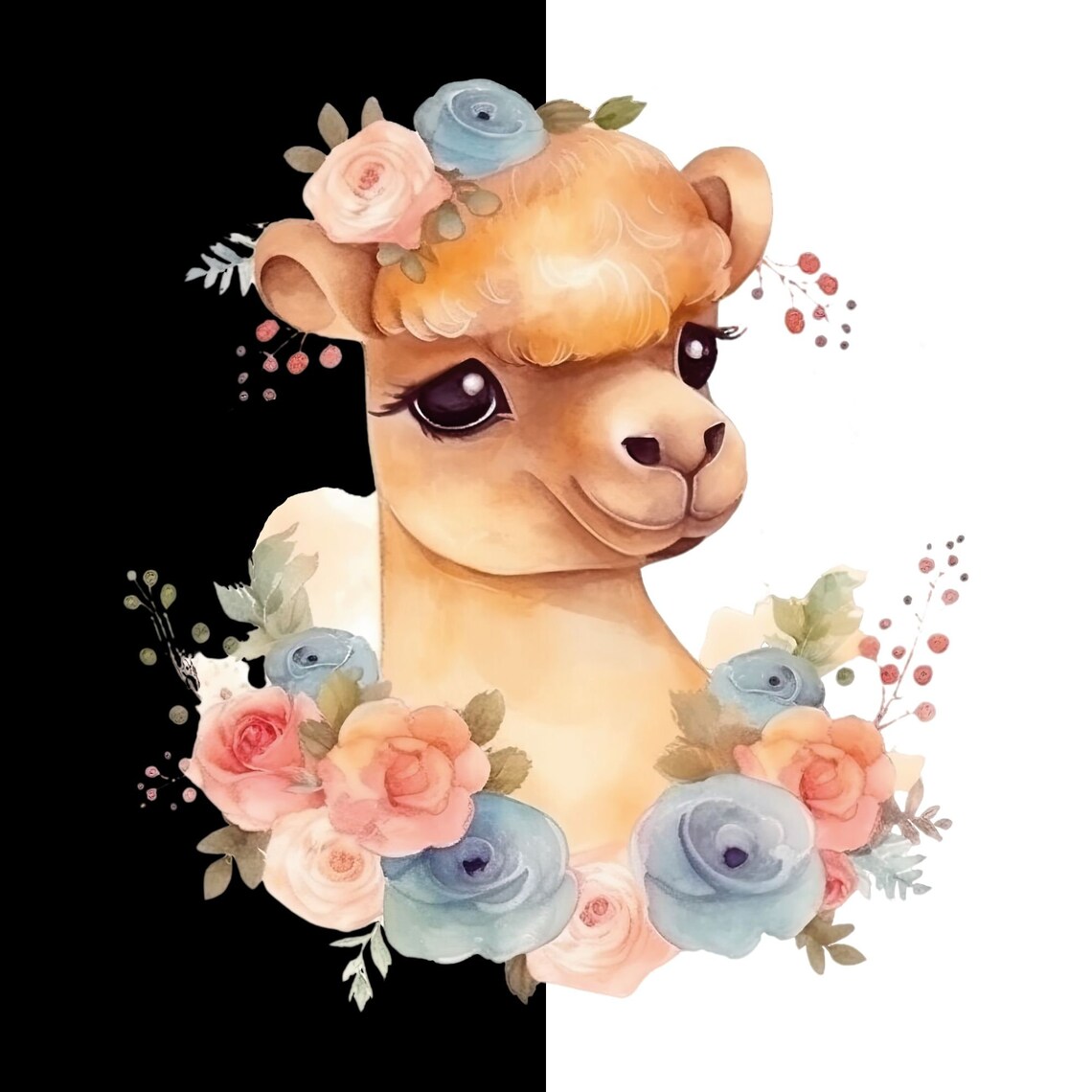 Cute Camel Clipart Watercolor Camels PNG Files Flowers and - Etsy