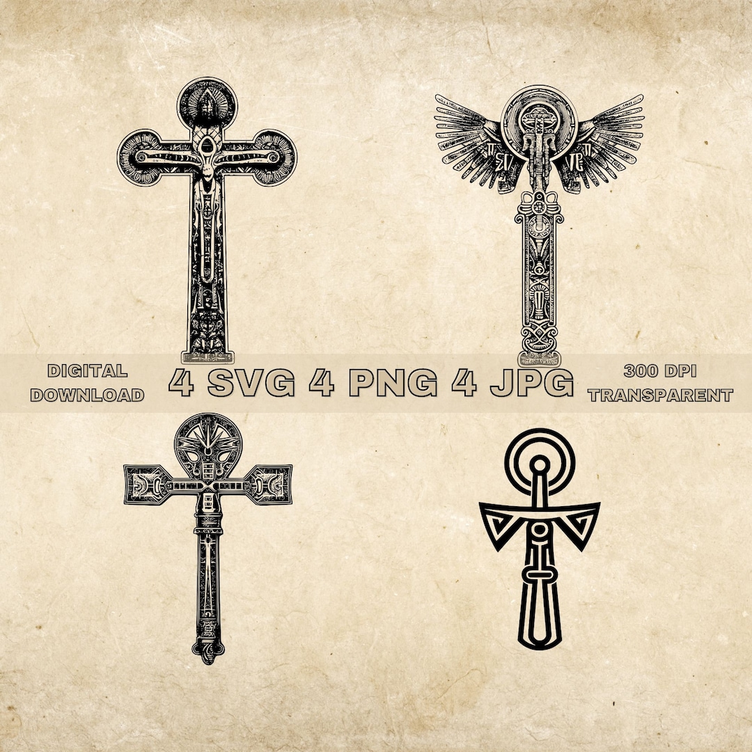 Ankh SVG Bundle, PNG, Egyptian Clipart, Hand Drawn Cross Symbol Graphic ...