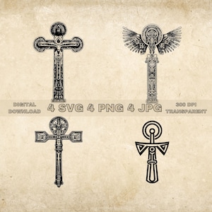 Ankh SVG Bundle, PNG, Egyptian Clipart, Hand Drawn Cross Symbol Graphic ...