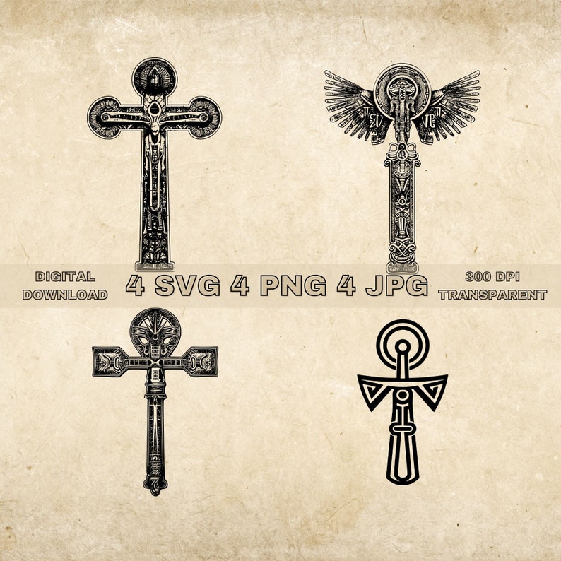 Ankh SVG Bundle, PNG, Egyptian Clipart, Hand Drawn Cross Symbol Graphic ...