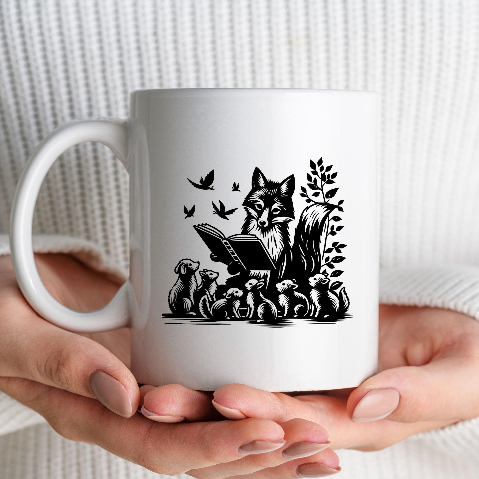 Fox Reading SVG Bundle, PNG, Cute Fox Clipart, Hand Drawn Foxes Vector ...