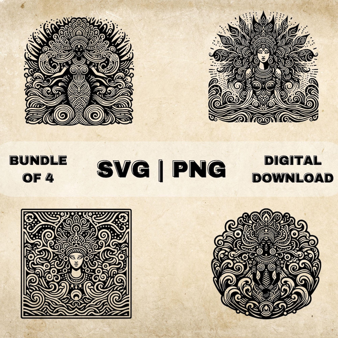 Yemaya SVG Bundle, African Goddess Clipart, Hand Drawn Yoruba Mythology ...