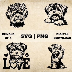 Morkie SVG Bundle, Morkie Clipart, Hand Drawn Cute Dog Theme Vector ...