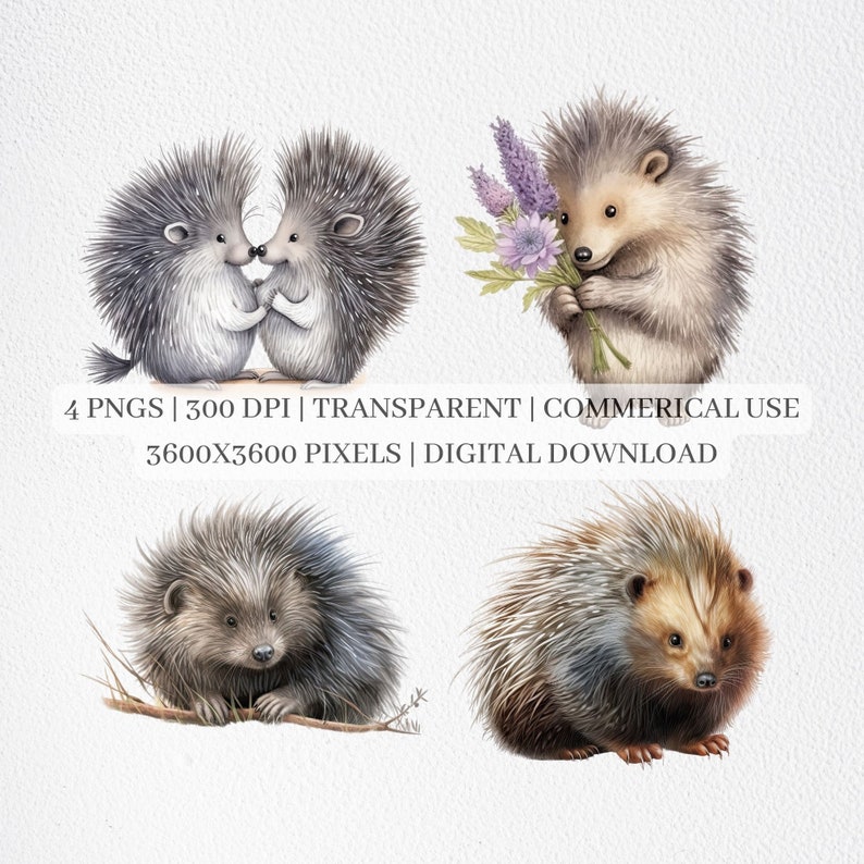 Cute Porcupine Clipart Porcupine PNG Files for Sublimation - Etsy