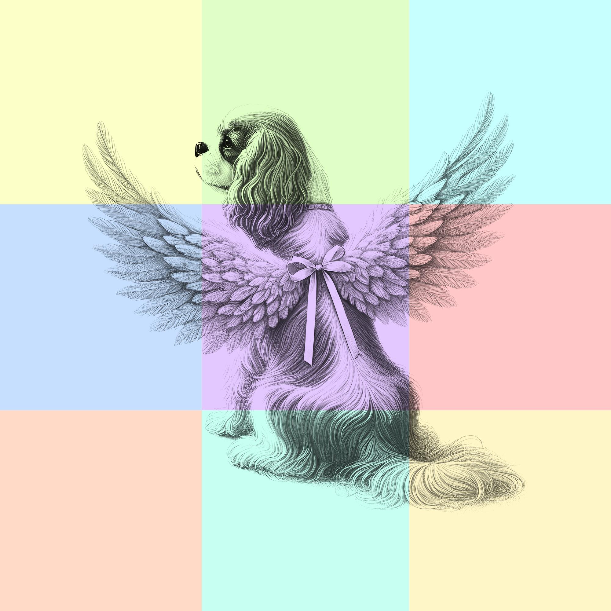 Cavalier King Charles Spaniel Memorial Angel Wings PNG Sublimation File ...