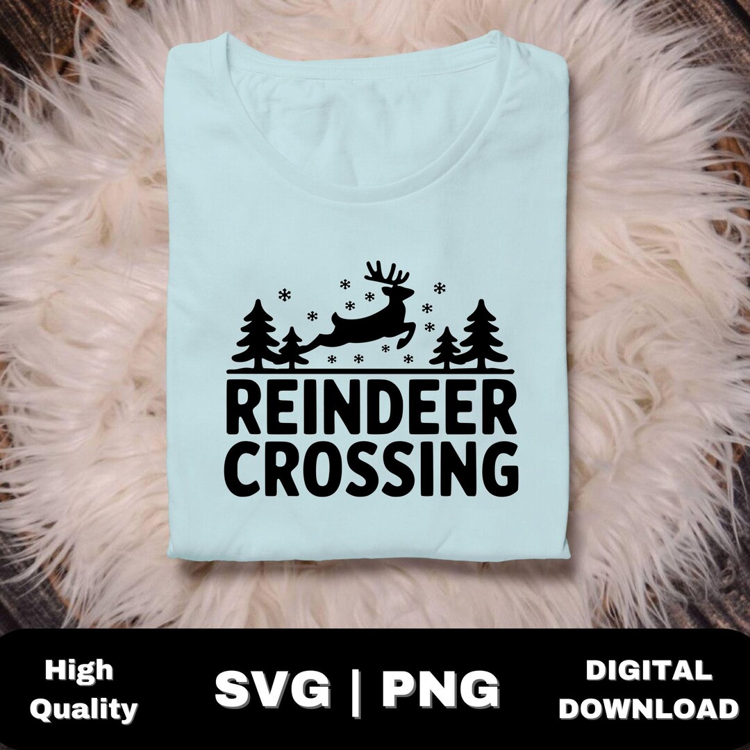 Reindeer Crossing Sign SVG PNG Files for Holiday Decor & Winter ...