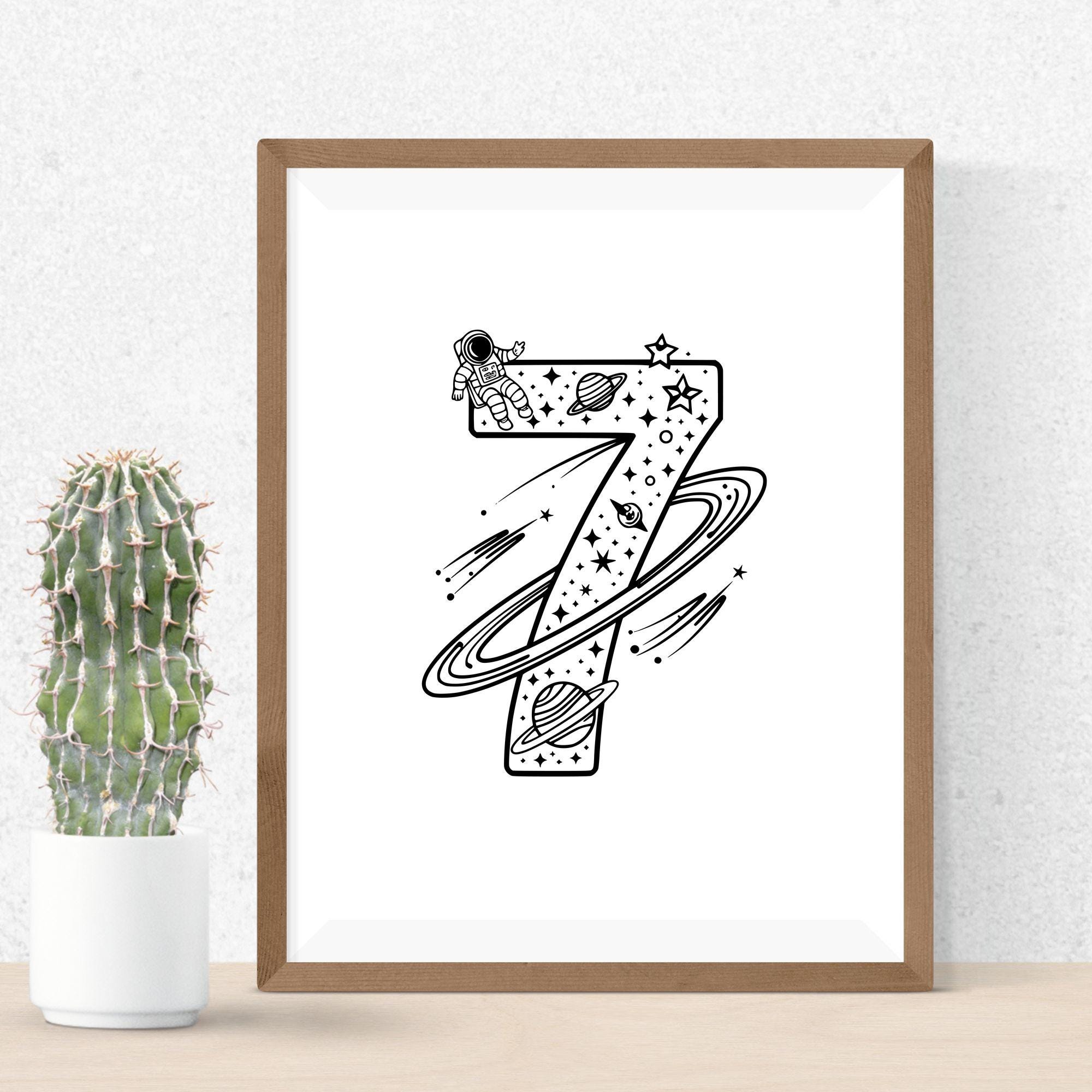 7th Birthday Space SVG PNG Files for Shirts & Crafts, Number 7 Space ...