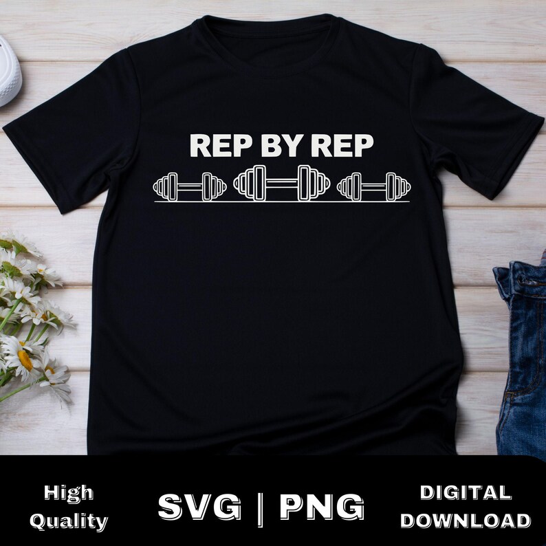 Rep by Rep SVG PNG Clipart - Dumbbell Workout Vector Design Digital ...