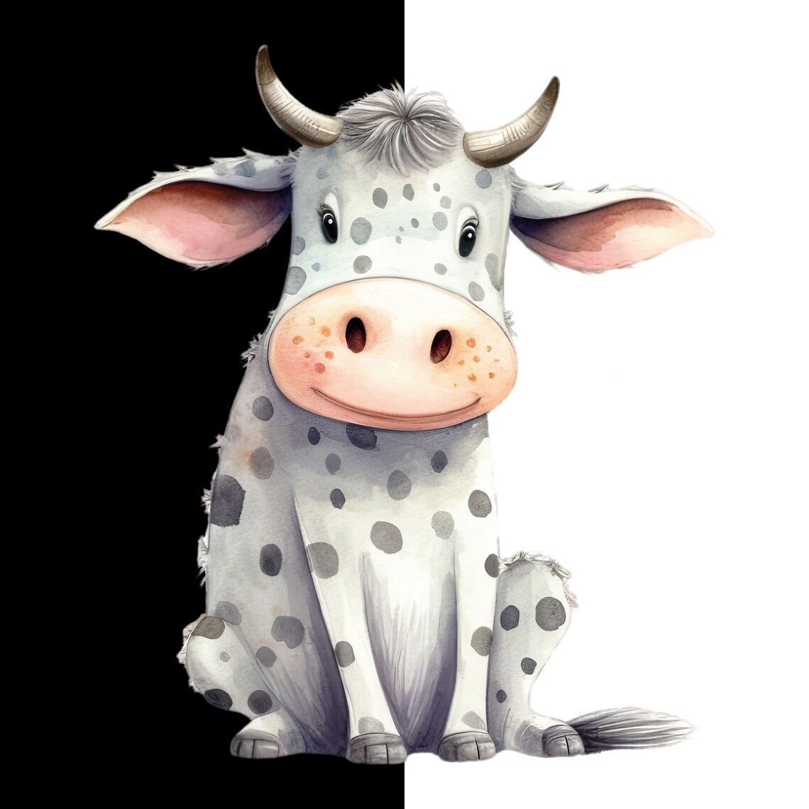 Cute Cow Png Watercolor Clipart Baby Shower Decor Baby - Etsy