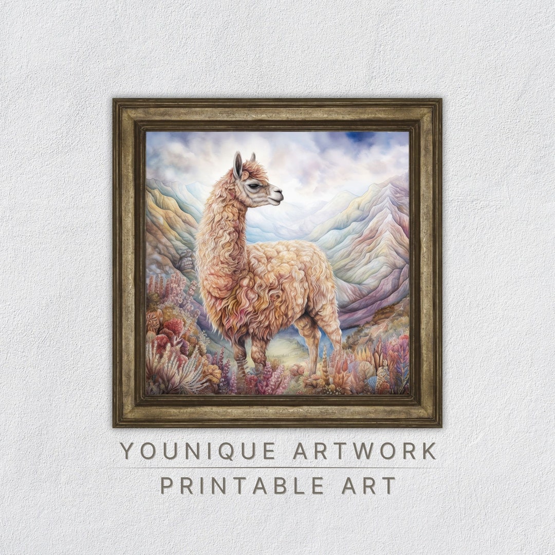 Alpaca Print, Alpaca Watercolor Printable Art, Alpaca Painting Nursery ...