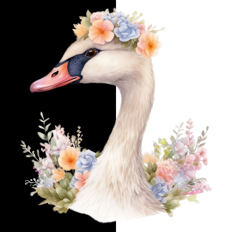 Floral Goose Clipart, Goose PNG Files for Sublimation, Gooses Clip Art ...