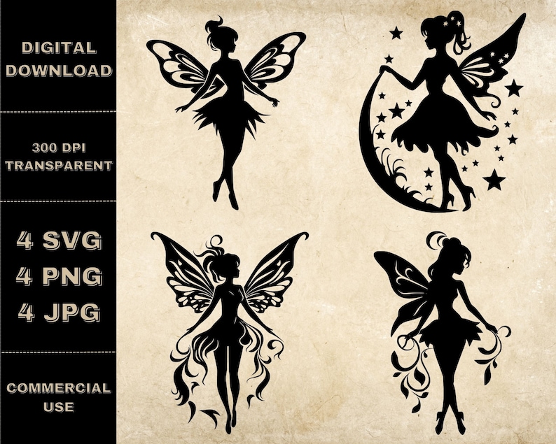 Fairy SVG Bundle PNG Fairies Clipart Hand Drawn Fairy - Etsy